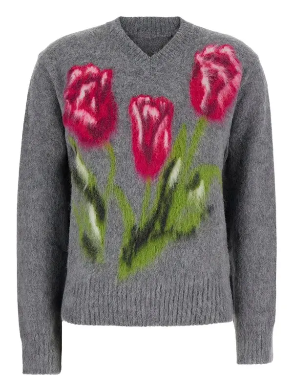 MAISON MARGIELA V-neck Long Sleeve Sweater - Multicolor