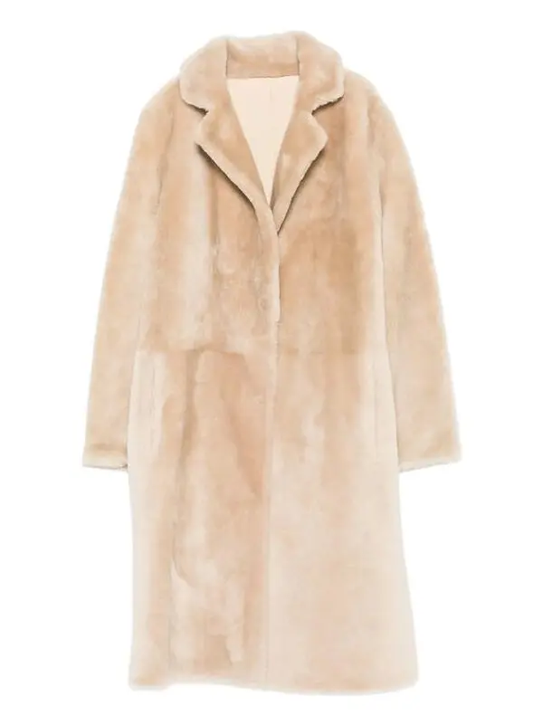 YVES SALOMON Faux Fur Coat - Cream