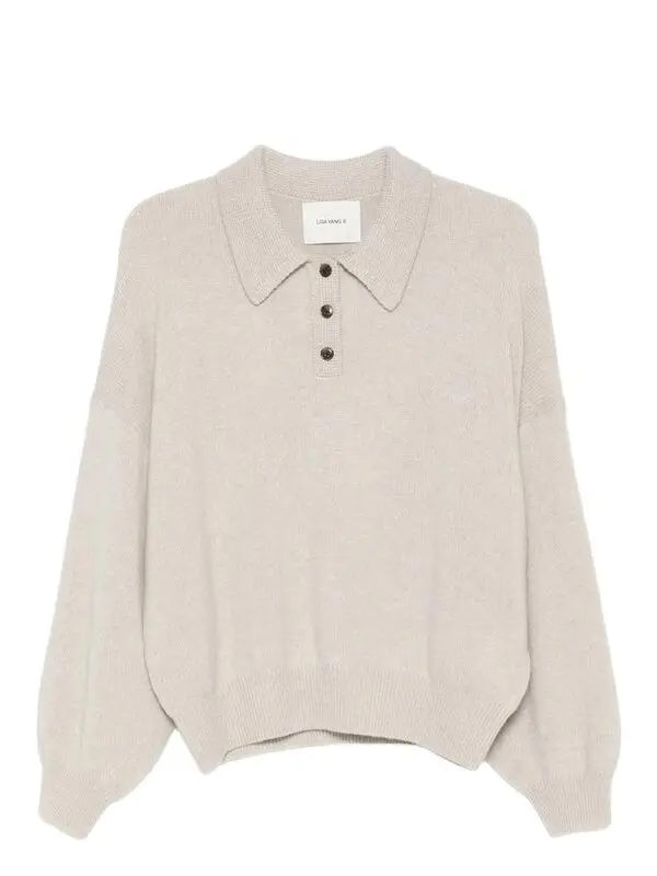 LISA YANG Cashmere Spread Collar Knit Jumper - Cream