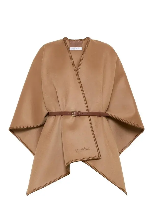 Max Mara Colomba Cape 100% Virgin Wool - Brown