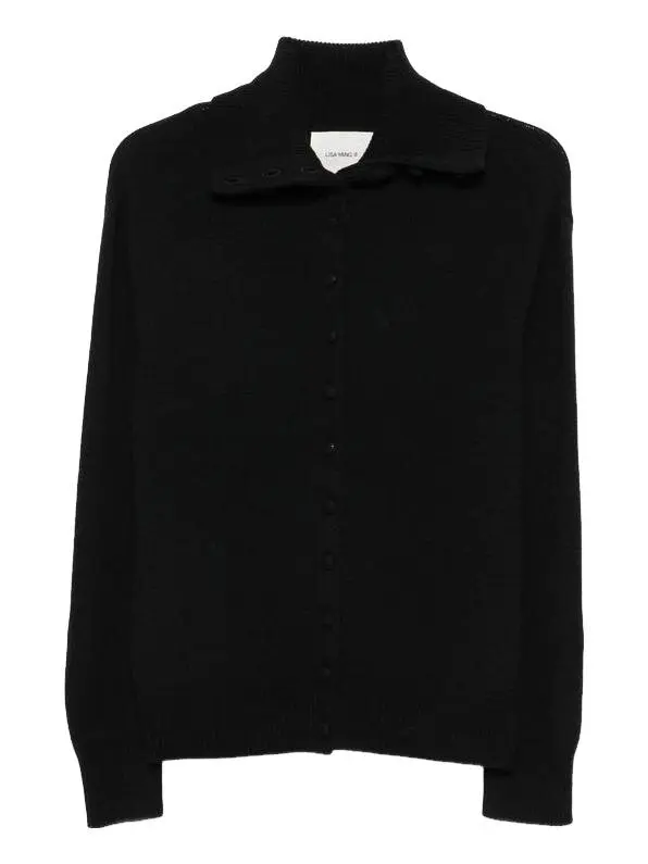 LISA YANG Cashmere Sailor Collar Cardigan - Black