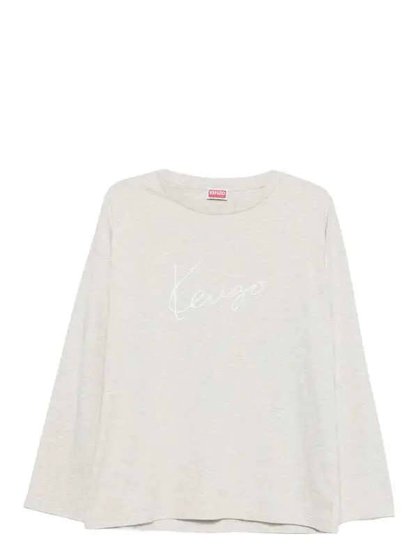 Kenzo Signature Logo Long Sleeve T-shirt - Gray