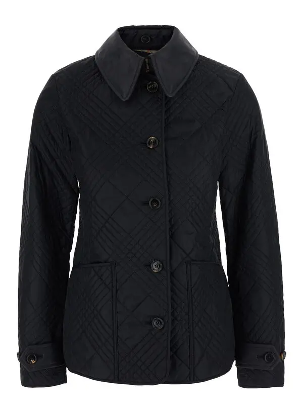 Burberry Quilted Jacket With Leather Collar - Multicolor