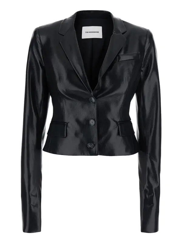Andamane The Attico Zefira Eco-leather Cropped Blazer - Multicolor