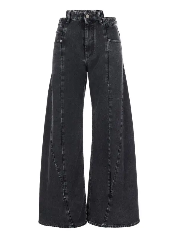 MAISON MARGIELA Wide Leg Jeans With Four Stitching Points Logo - Multicolor
