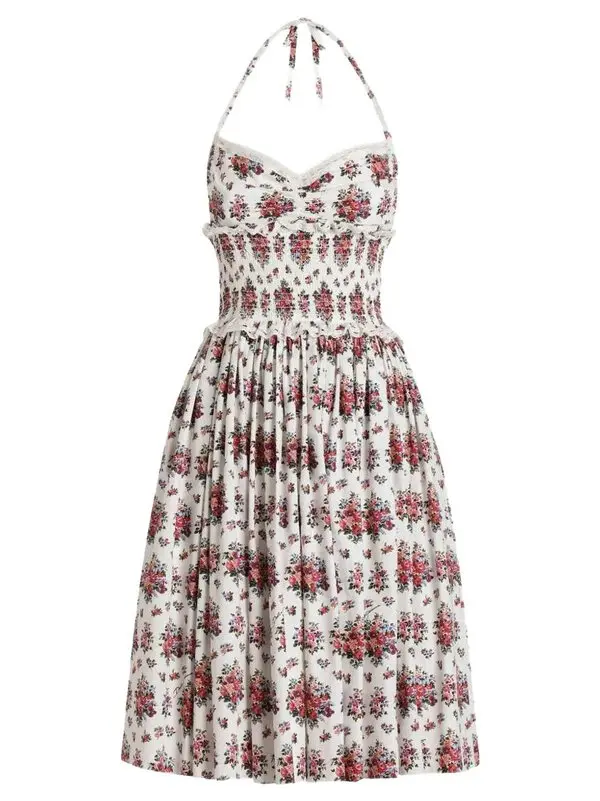 Dolce & Gabbana Short Floral Dress With Lace Trim - Multicolor
