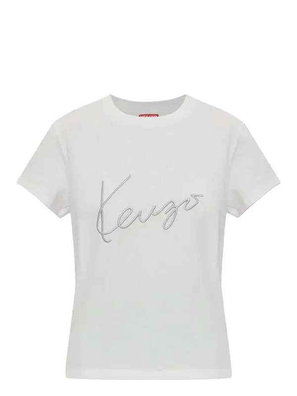 Kenzo Logo Embroidered Cotton T-shirt - White
