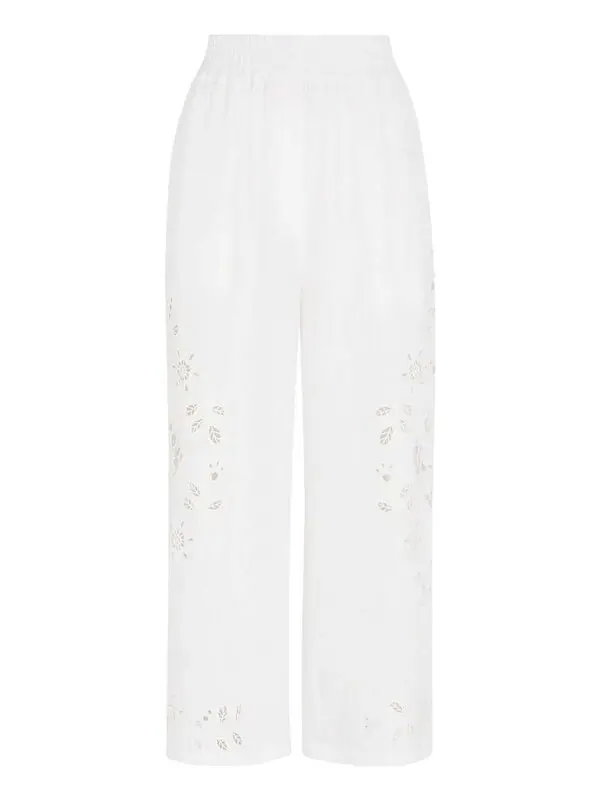 Dolce & Gabbana Embroidered Linen Wide-leg Shorts - White