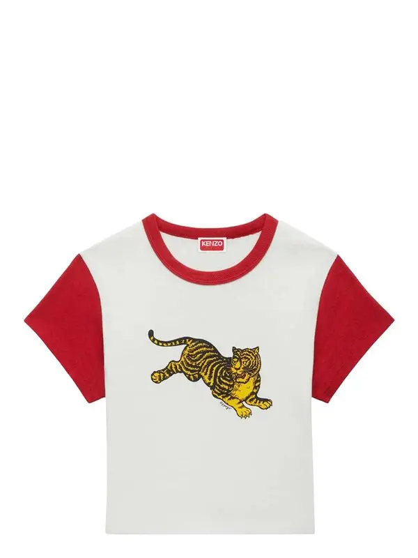 Kenzo Jumping Tiger Cropped T-shirt - White
