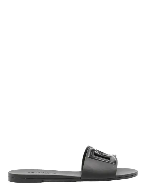 Dolce & Gabbana Embossed Logo Slide Sandals - Black
