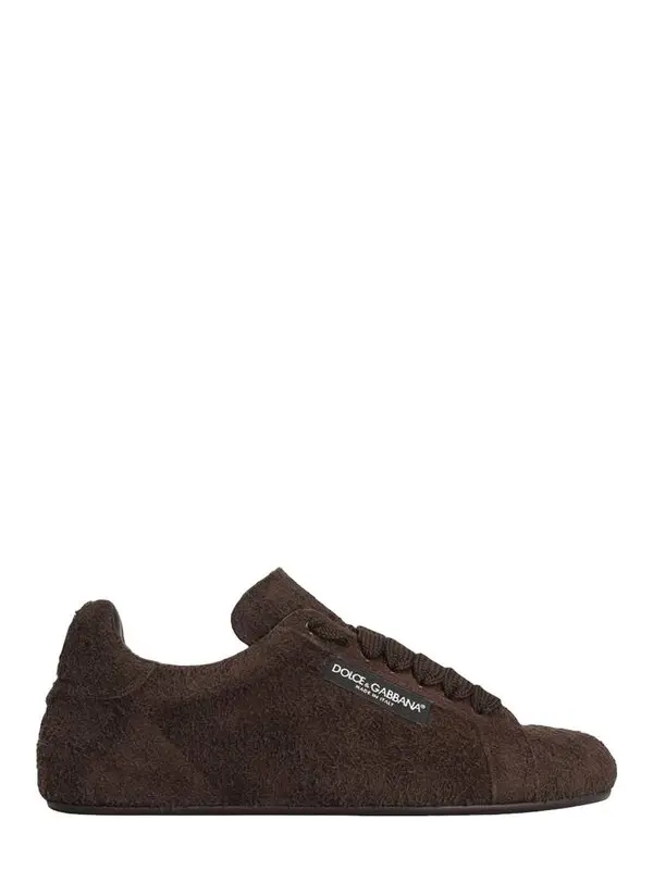 Dolce & Gabbana Portofino Soft Suede Sneakers - Brown