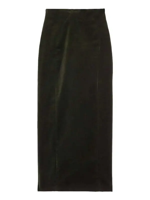 JIL SANDER High-waisted Velvet Maxi Skirt - Gray
