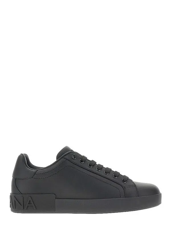 Dolce & Gabbana Portofino Leather Sneakers - Black