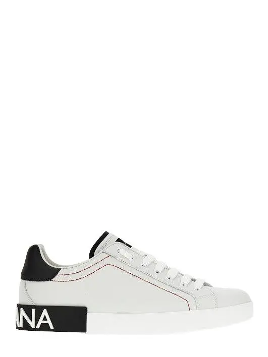 Dolce & Gabbana Portofino Leather Sneakers - White