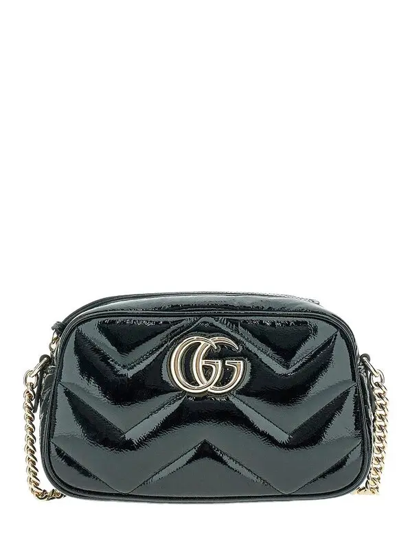 Gucci Gg Marmont' Small Bag In Patent Leather - Black