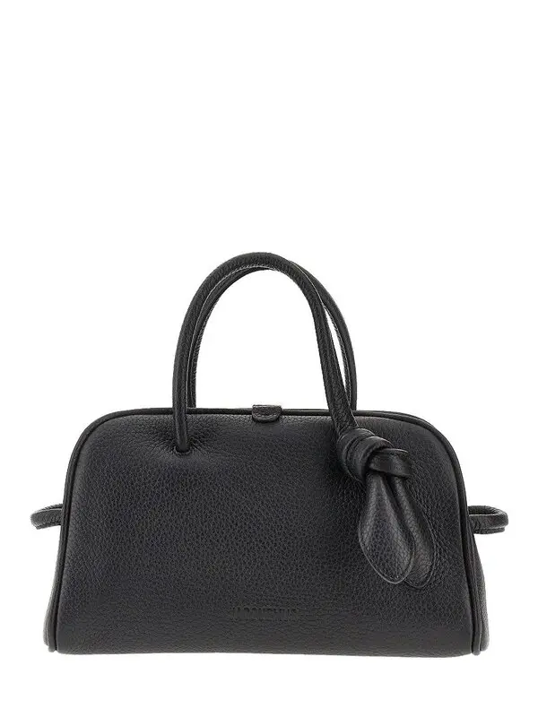 Jacquemus Grained Leather "turismo" Small Bag With Knotted Detail - Black