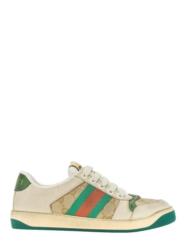 Gucci Screener" Sneakers With Used Effect - White