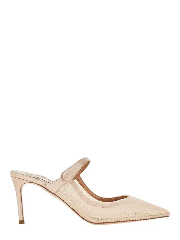 AQUAZZURA Voile Tulle Mules With Satin Strap - Pink