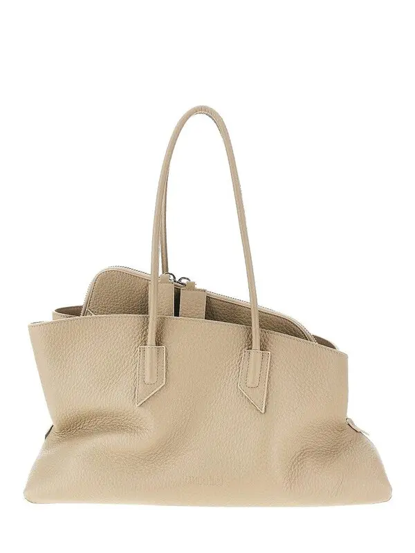 Attico Medium "la Passeggiata" Grained Leather Bag - Gray