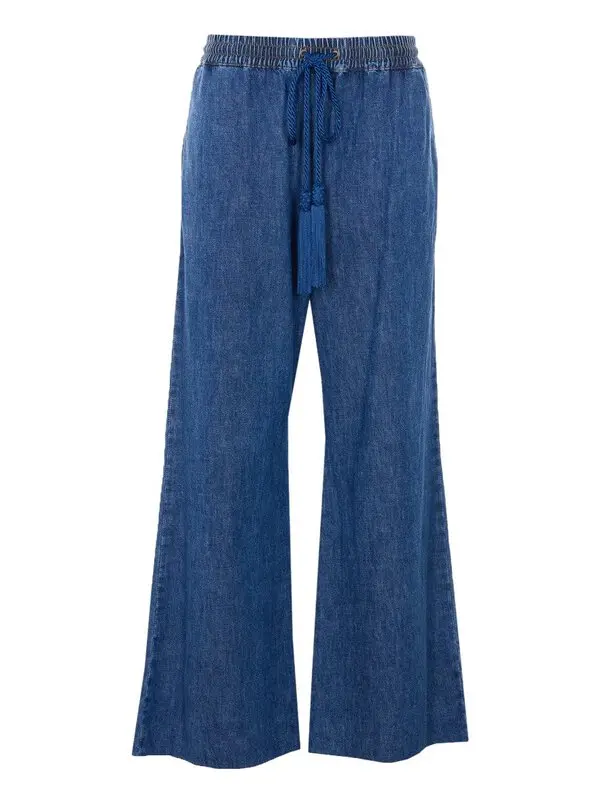 Valentino Garavani Flared Denim Trousers With V Detail - Blue