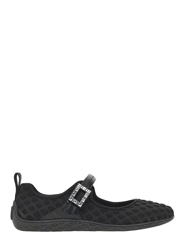 ROGER VIVIER Ballerinas With Embossed Diamond Motif And Crystal Buckle - Black