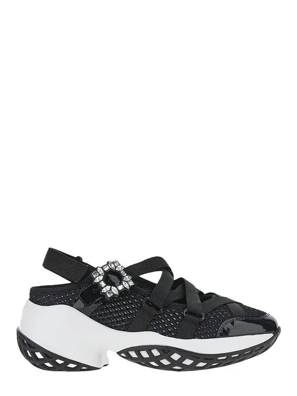 ROGER VIVIER Viv’ Run Trekky Ballerina Sneakers With Crystal Buckle - Black