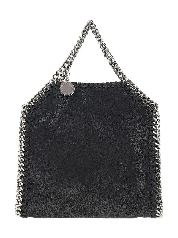 Stella McCartney Tiny Falabella Bag With Cracked Effect Eco-leather And Chain Edges - Black