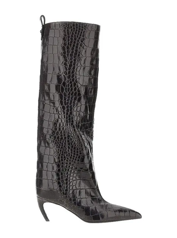 Attico Croc-embossed Leather Stiletto Boots - Brown