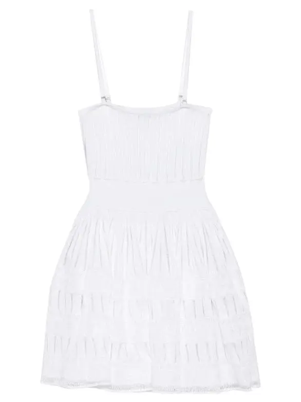 Alaïa Open-knit Sleeveless Tiered Dress - White