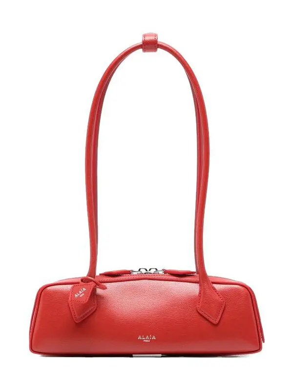 Alaïa Nubuck Leather Shoulder Bag With Silver-tone Hardware - Red
