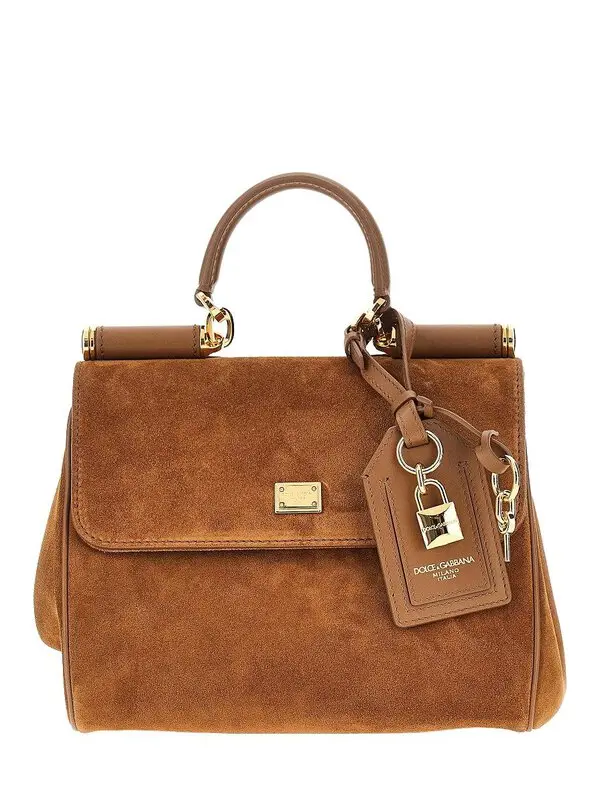 Dolce & Gabbana Suede Leather 'my Sicily' Top-handle Bag - Brown