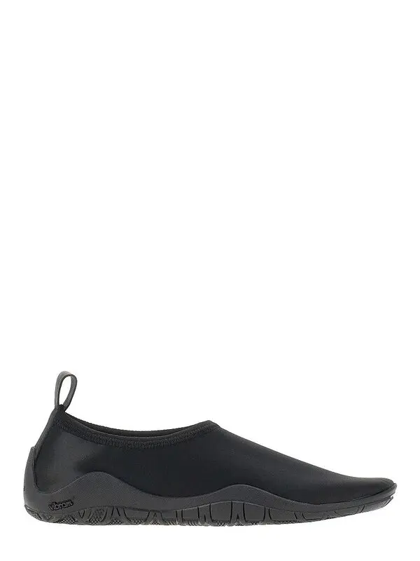 JIL SANDER Satin Flat Shoes With Rear Loop Tab - Black