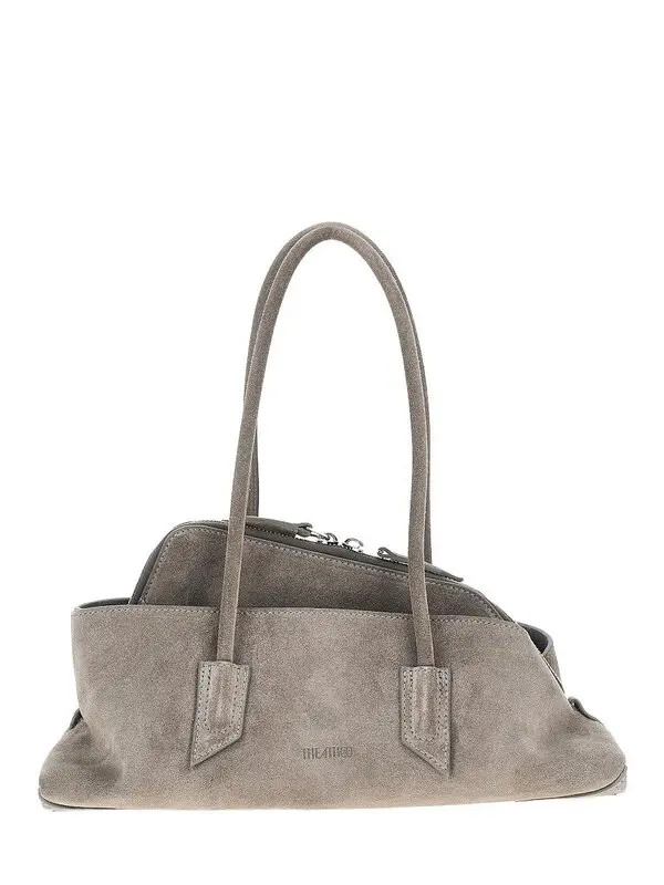 Attico Suede Leather 'la Passeggiata' Bag - Gray