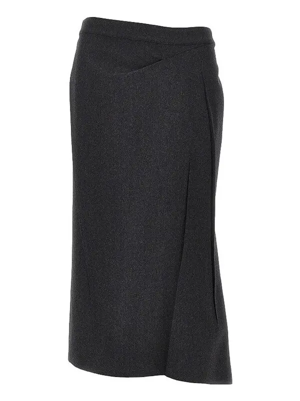 Victoria Beckham Pressed Flannel Midi Skirt - Gray