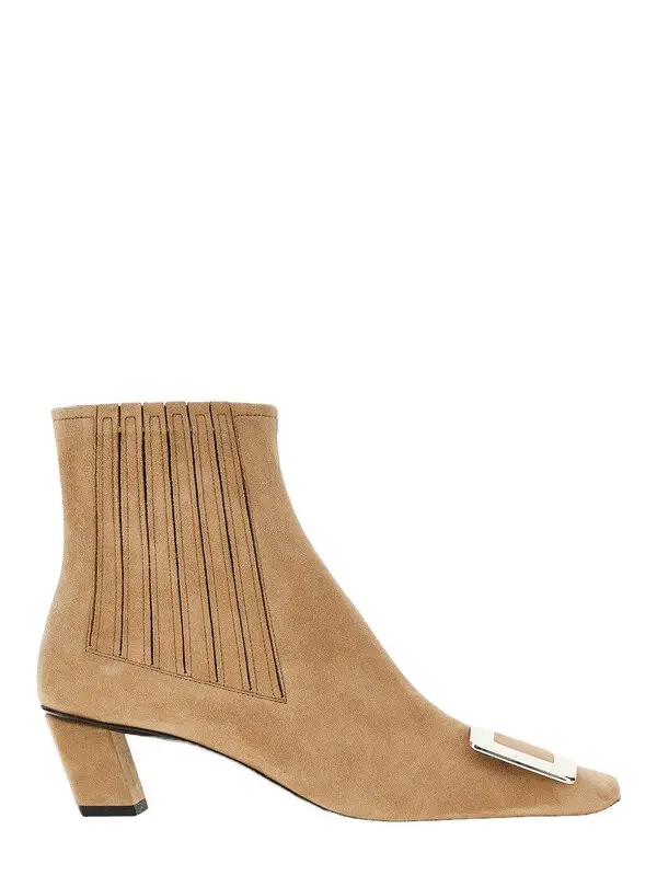 ROGER VIVIER Belle Vivier Chelsea Boots In Suede - Cream