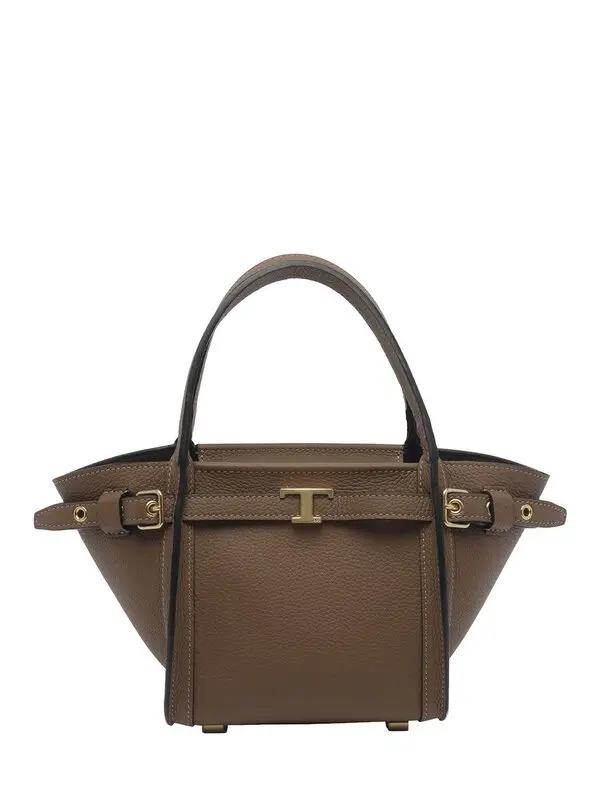 TOD'S Mini T Signature Leather Shopping Bag - Brown