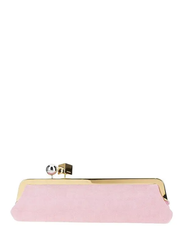 Jacquemus Suede Leather Pouch With Croc-effect - Pink