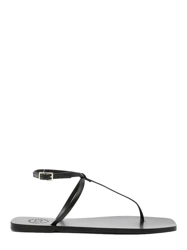 ATP ATELIER Calf Leather Flat Sandals - Black