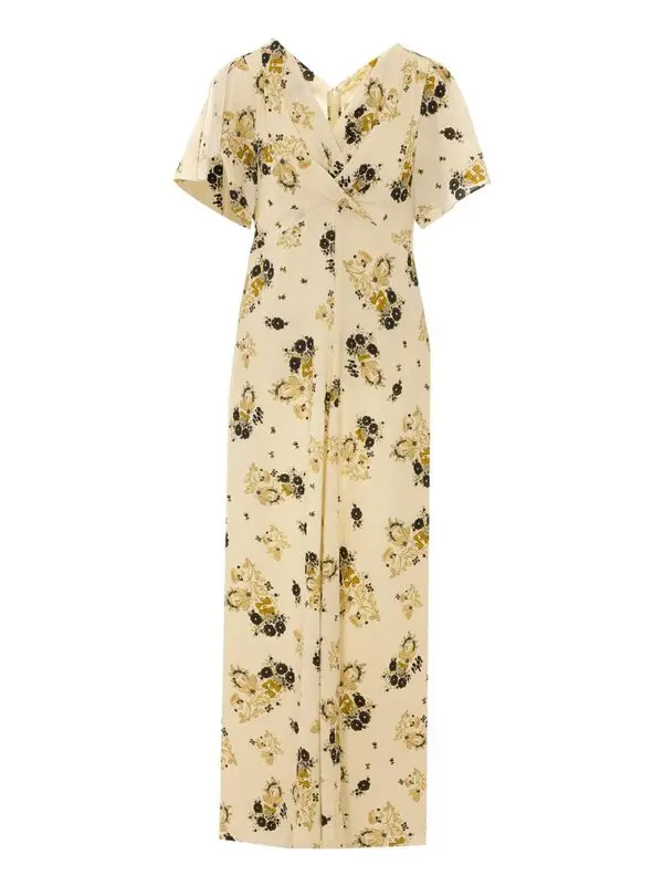 Isabel Marant Étoile Falja" Floral Print Silk Blend Jumpsuit - Cream