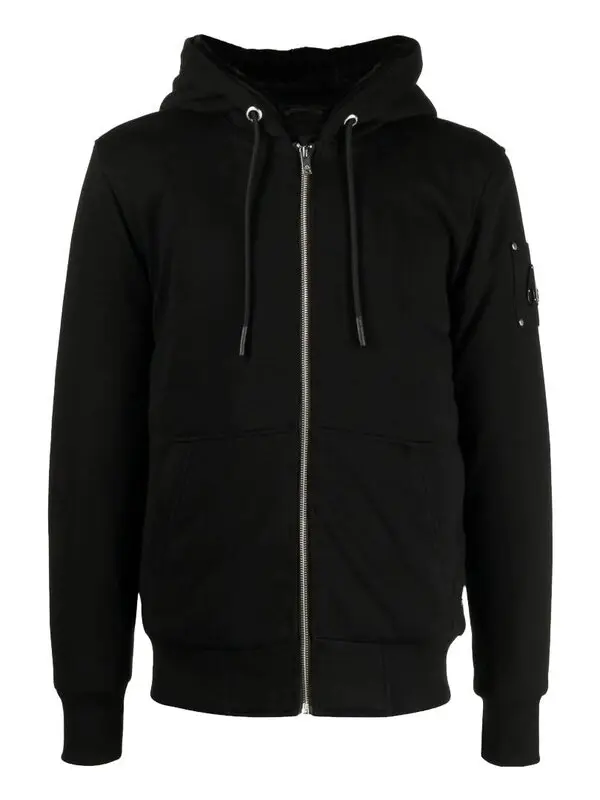 Moose Knuckles Cotton Blend Zip-up Hooded Jacket - Black