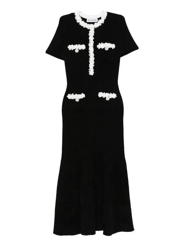 SELF-PORTRAIT Embellished Collar Dress - Black