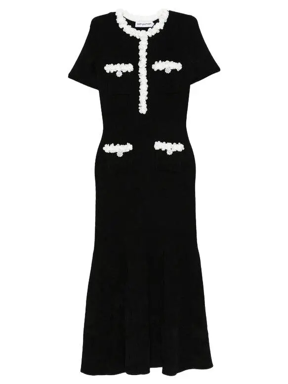SELF-PORTRAIT Embellished Collar Dress - Black