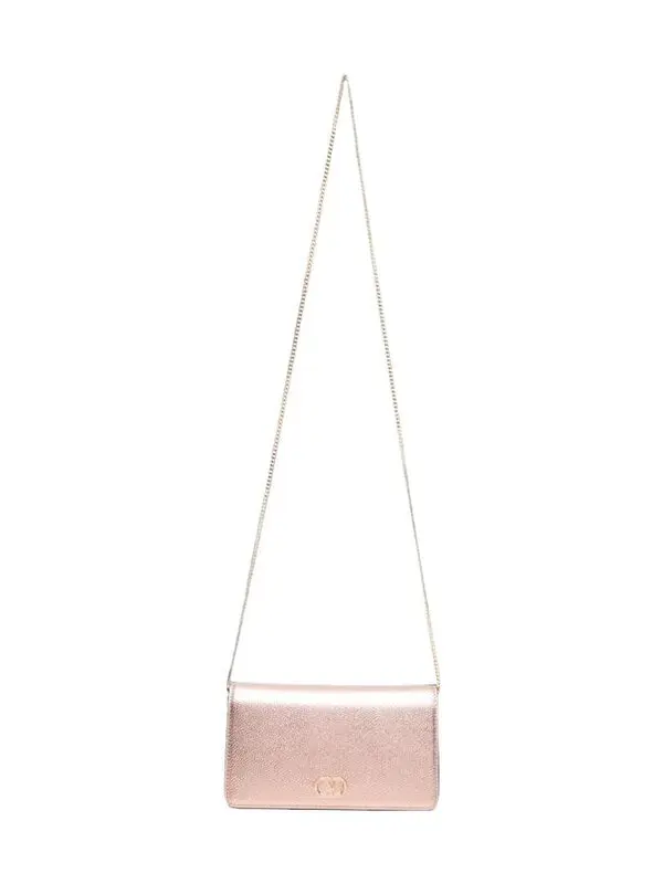 Valentino Garavani Rose Grained Texture Metallic Clutch Bag - Gold