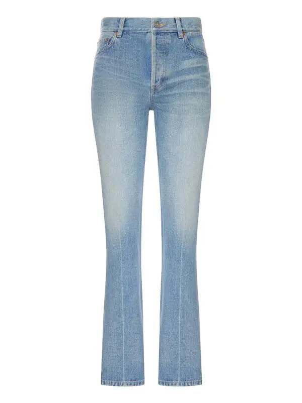 Saint Laurent Straight Leg Jeans In Authentic Denim - Blue