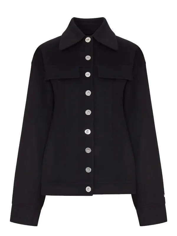 Sportmax Shaped Wool Overshirt - Black