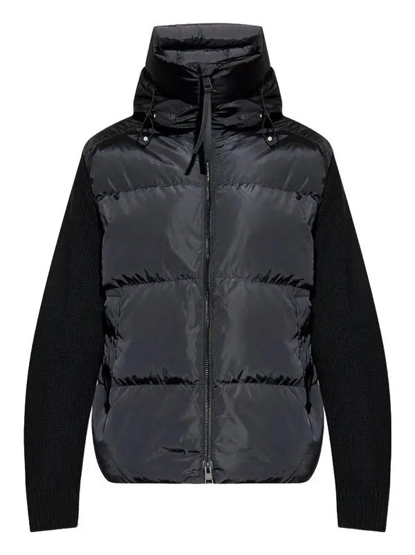 Canada Goose Quilted Down Jacket With Ribbed Knit Sleeves - Black