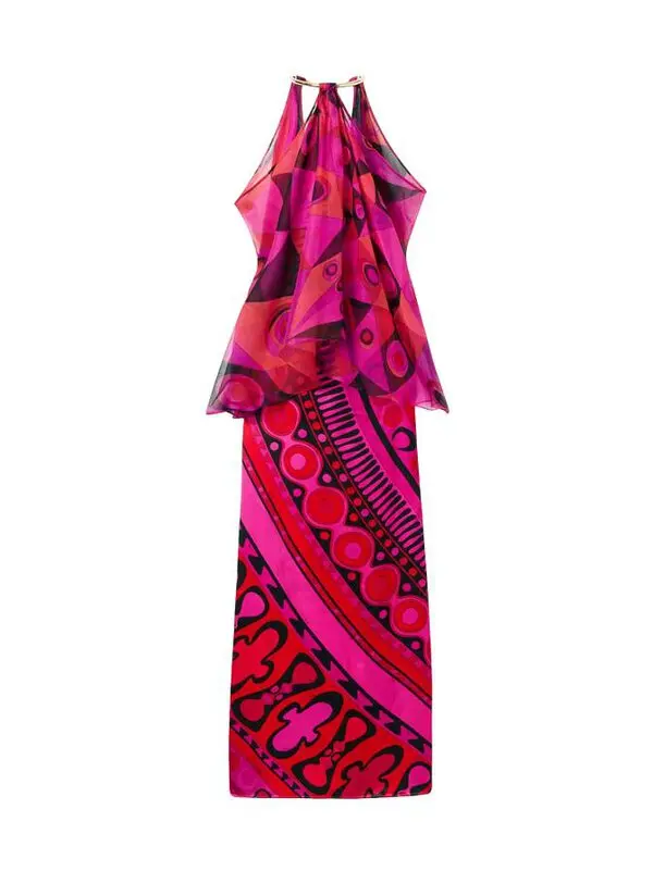 Emilio Pucci Printed Silk Chiffon Evening Dress - Pink