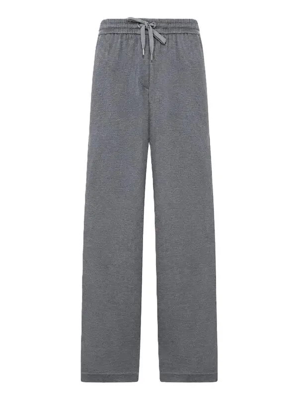 Brunello Cucinelli Wide Leg Trousers With Drawstring - Gray