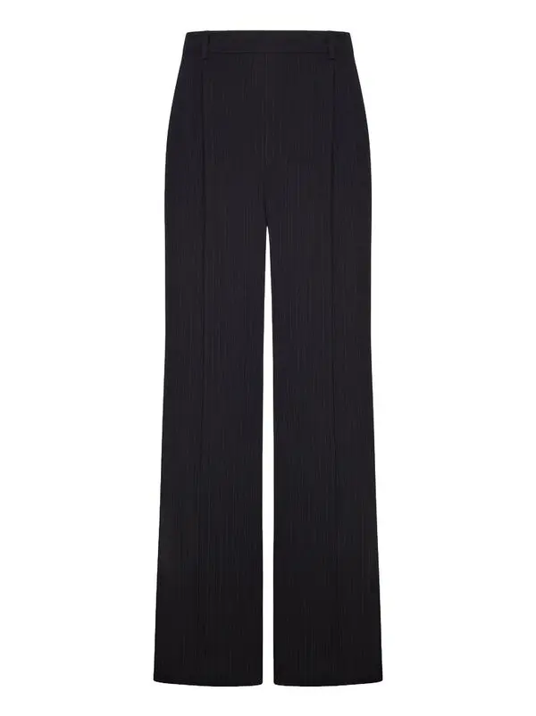 Saint Laurent Fluid Trousers In Striped Crepe - Black