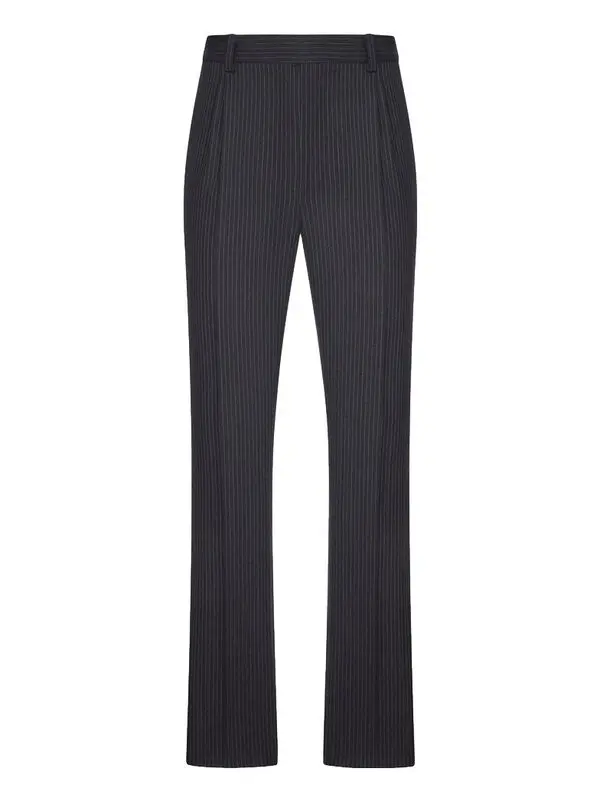 Saint Laurent Tapered Wool Trousers In Herringbone Stripe - Multicolor